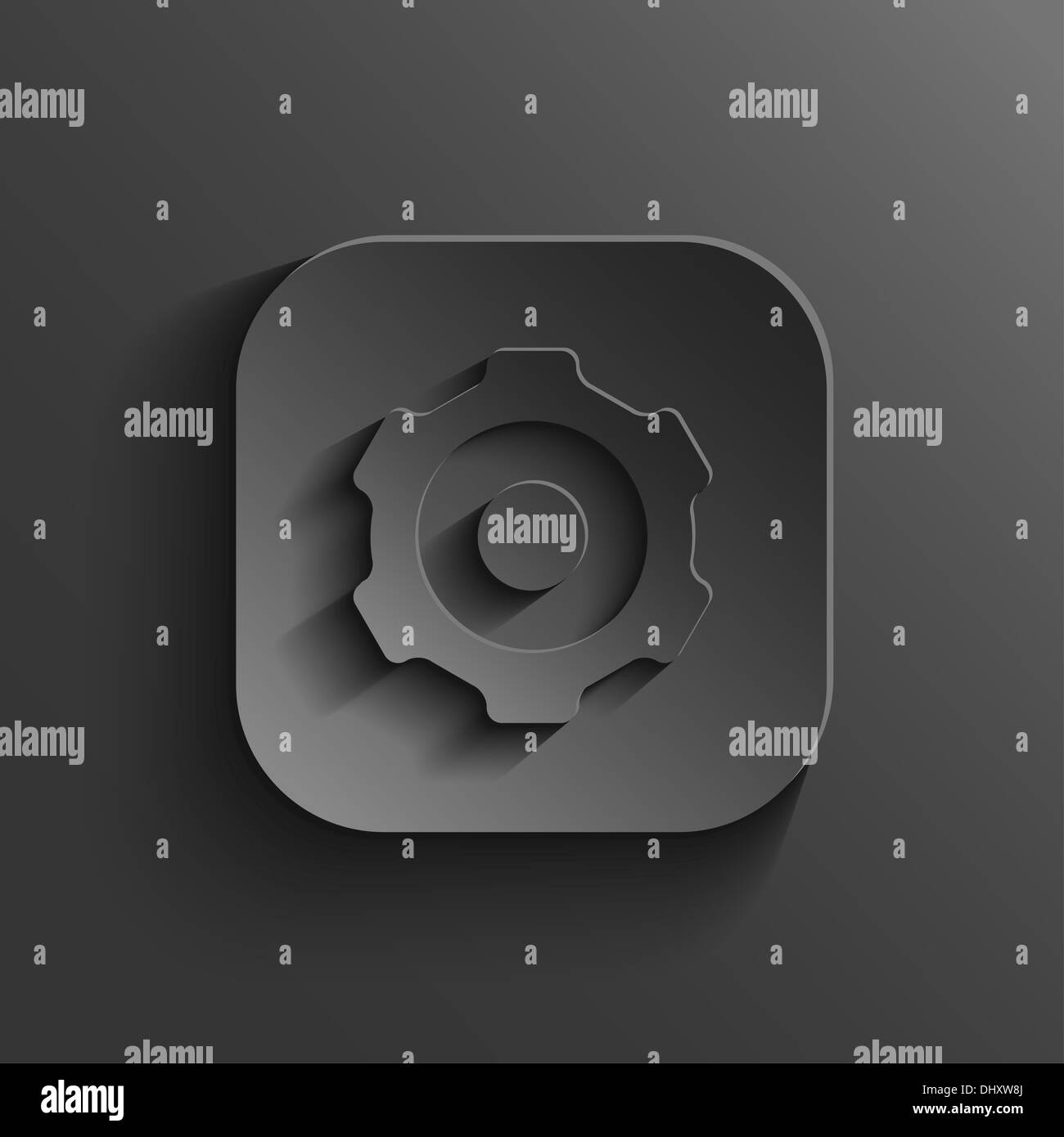 Gear icon - black app button with shadow Stock Photo - Alamy