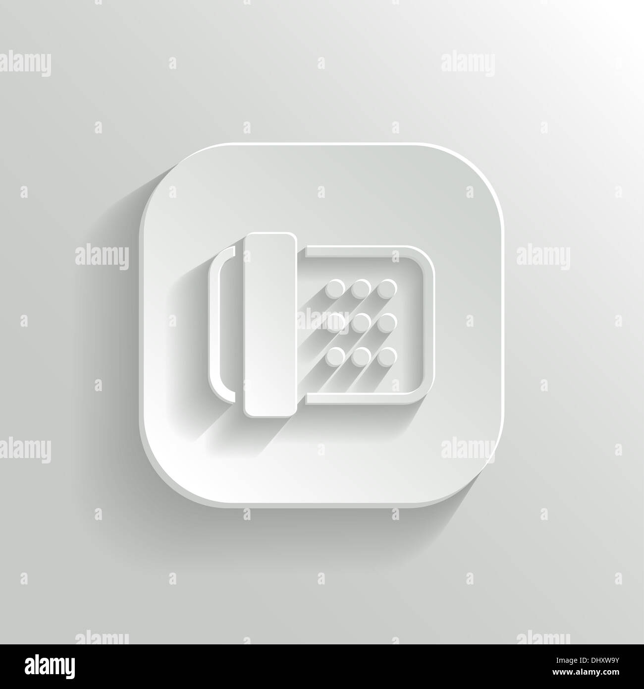 Fax machine icon - white app button with shadow Stock Photo - Alamy