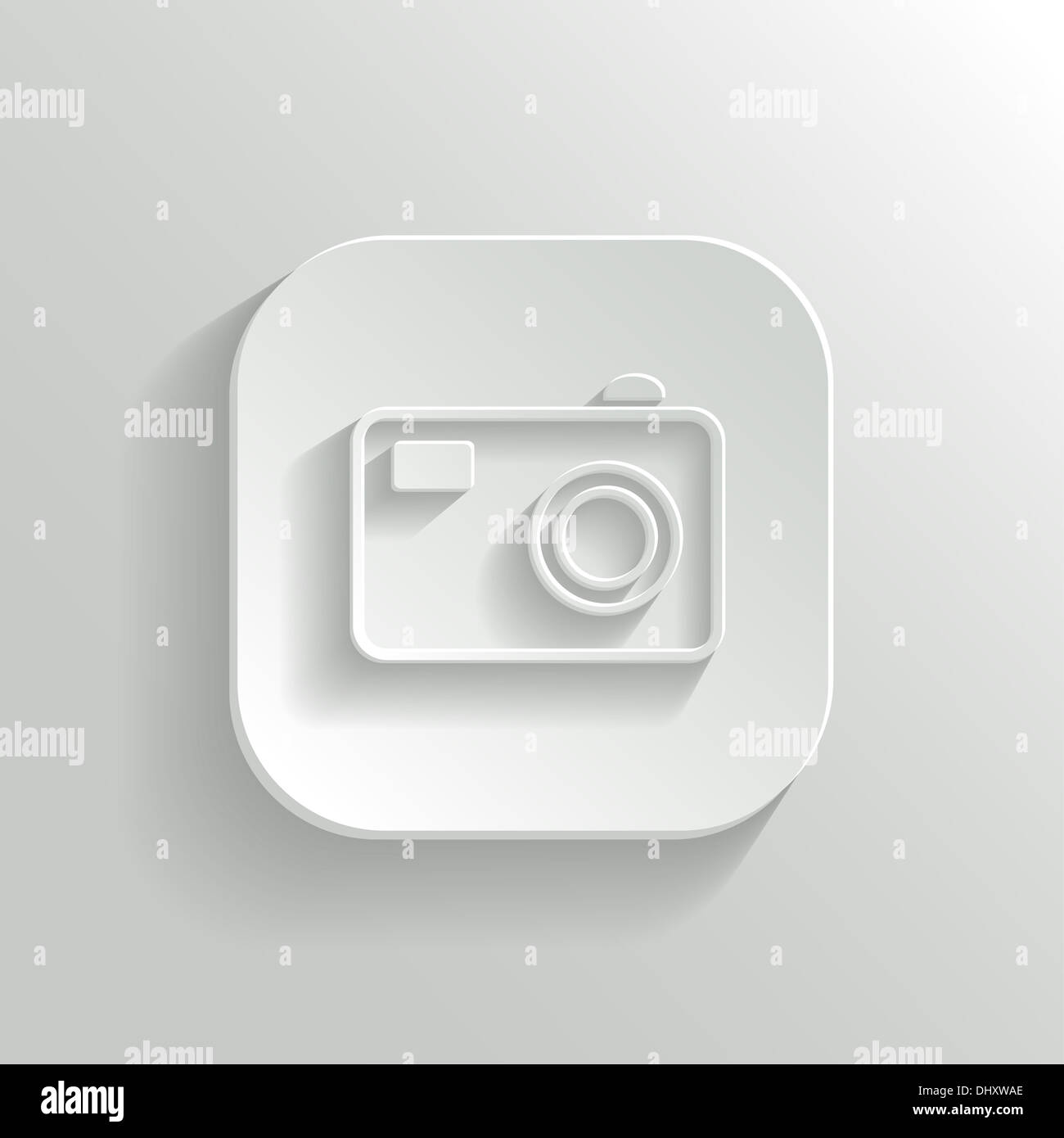 Camera icon - white app button with shadow Stock Photo - Alamy