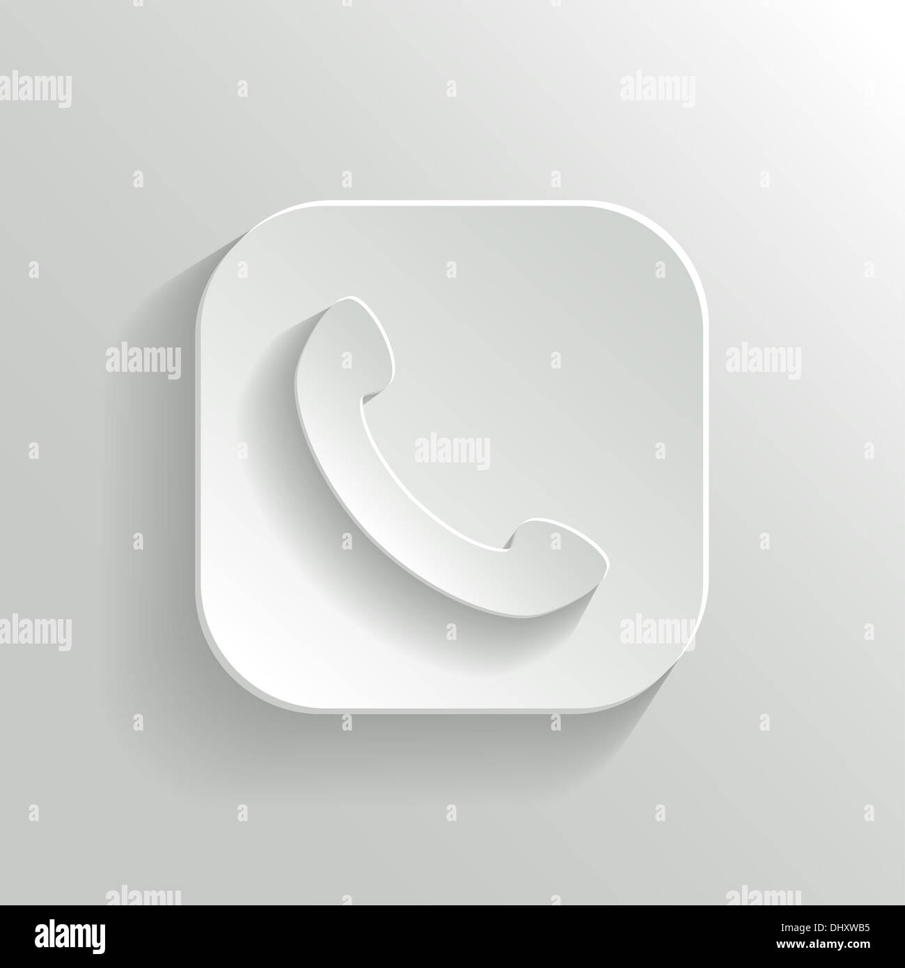 Phone icon - white app button with shadow Stock Photo - Alamy
