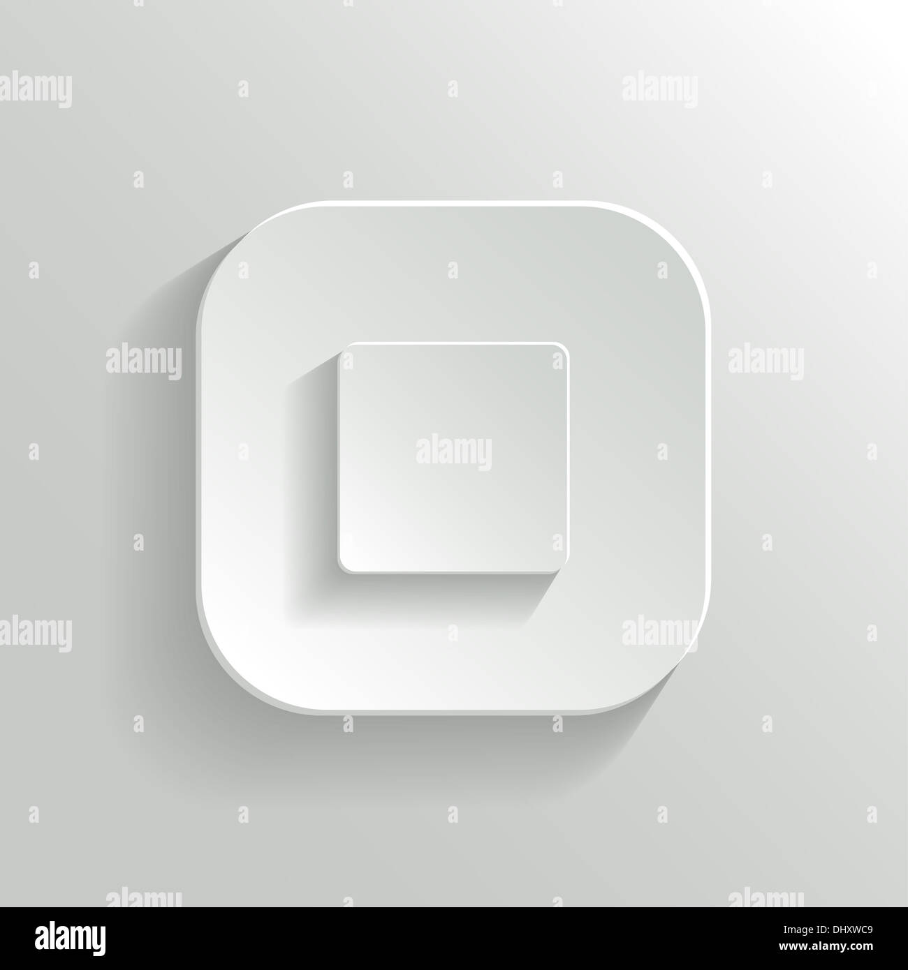 Stop - media player icon - white app button with shadow Stock Photo - Alamy