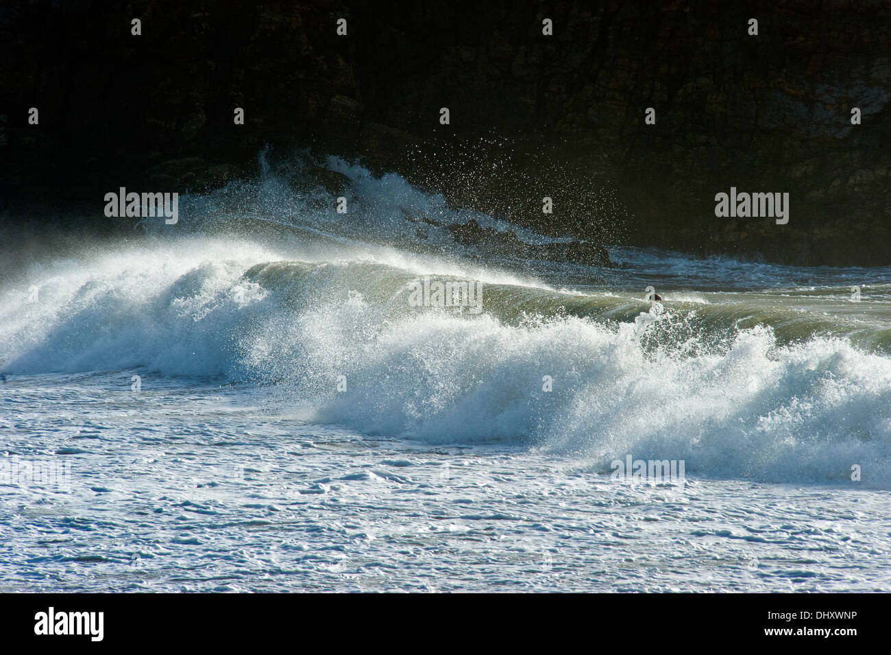 Surf at Rhosneigr Anglesey North Wales Uk St Jude storm Stock Photo - Alamy