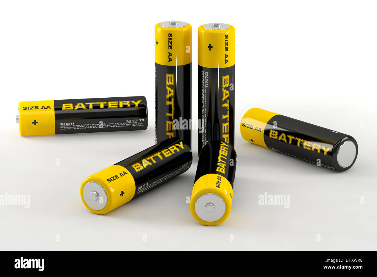 3D illustration of batteries, with text "battery Stock Photo - Alamy