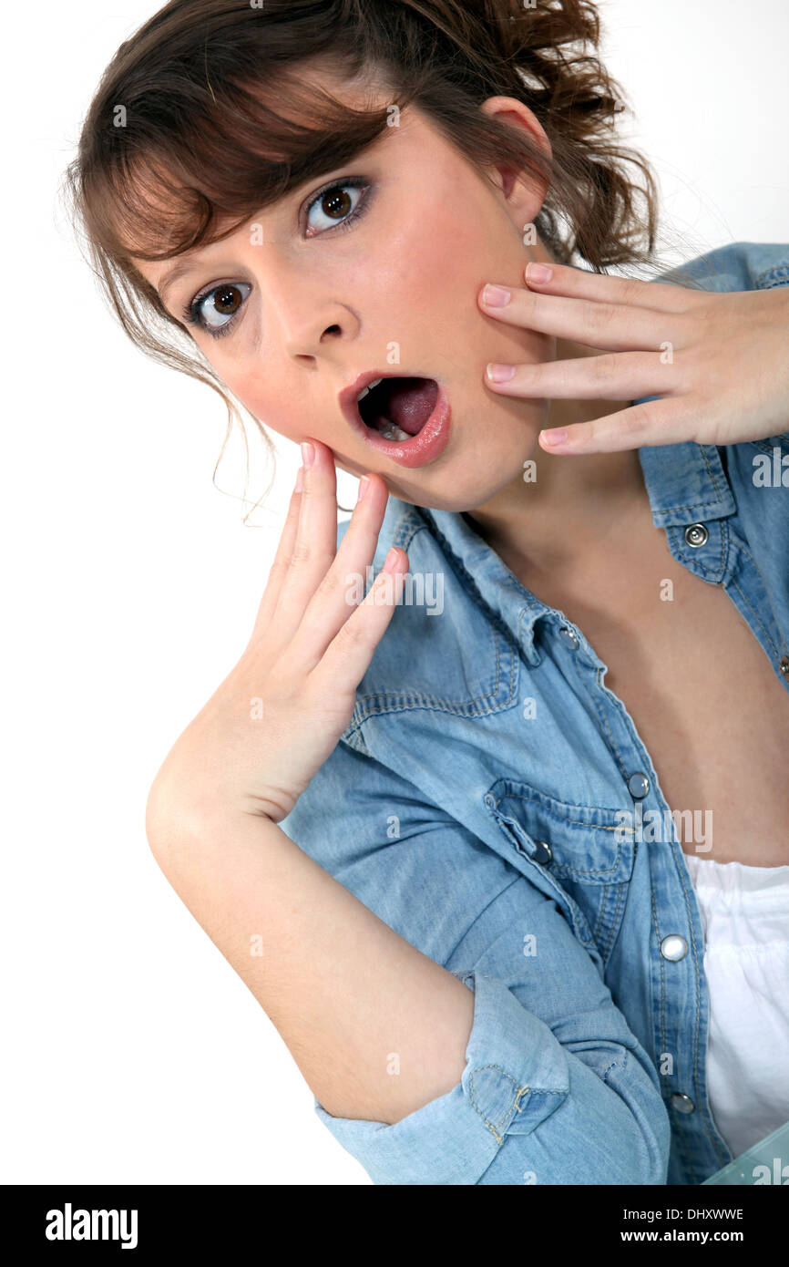 Woman discovering a secret Stock Photo - Alamy