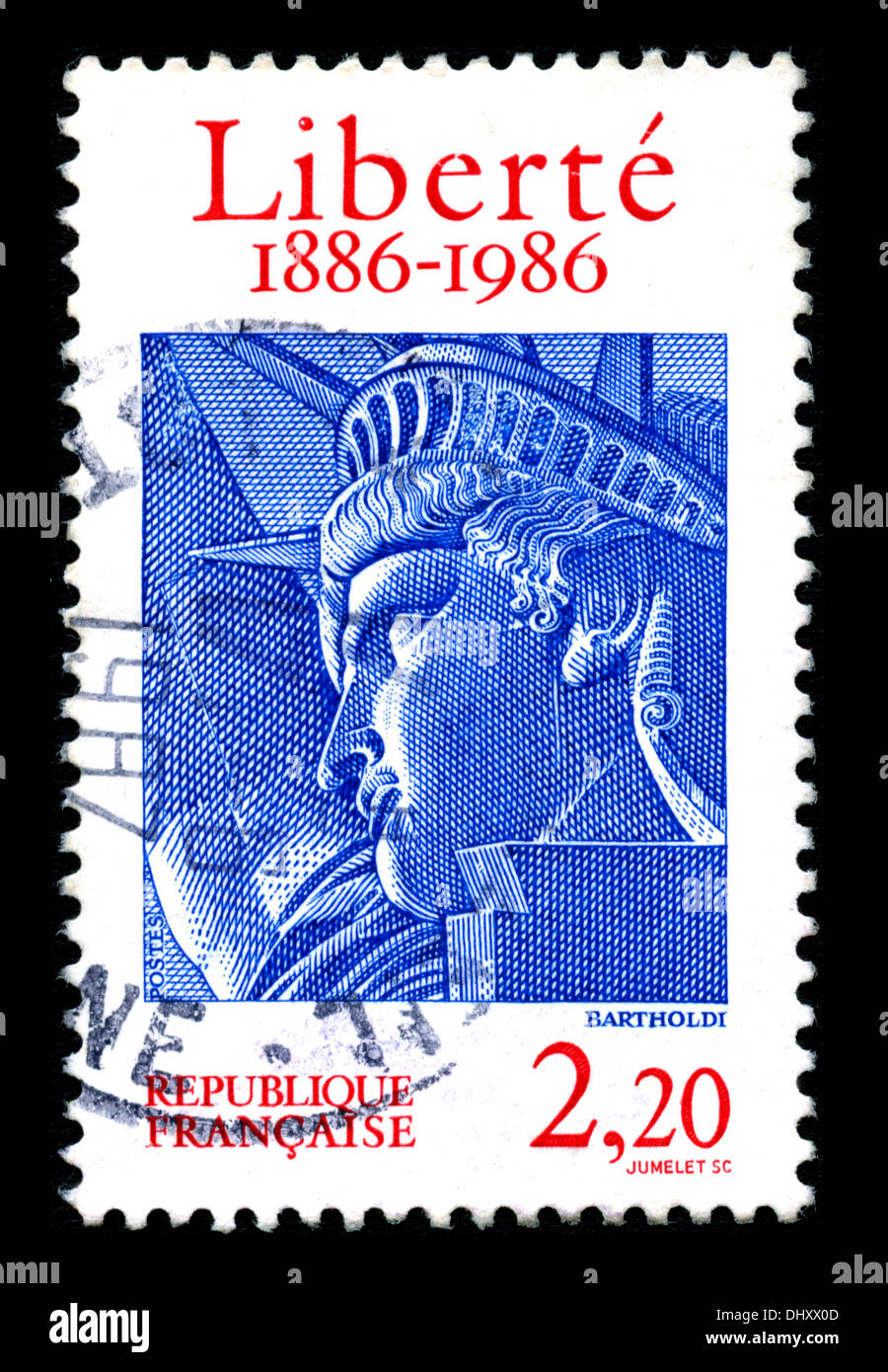 French postage stamp depicting Statue of Liberty Stock Photo - Alamy