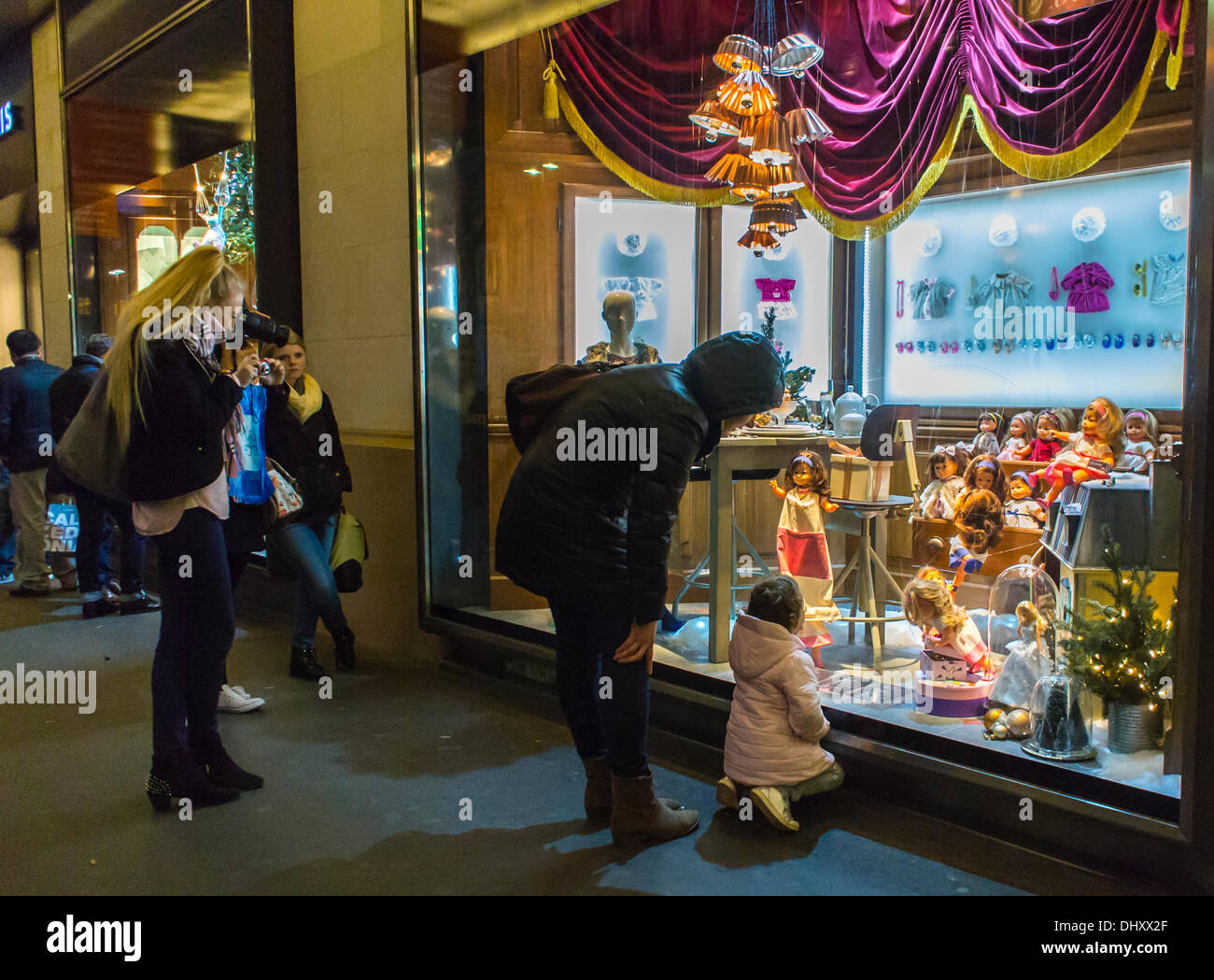 Paris, France. French Department Store, People Window Shopping ...
