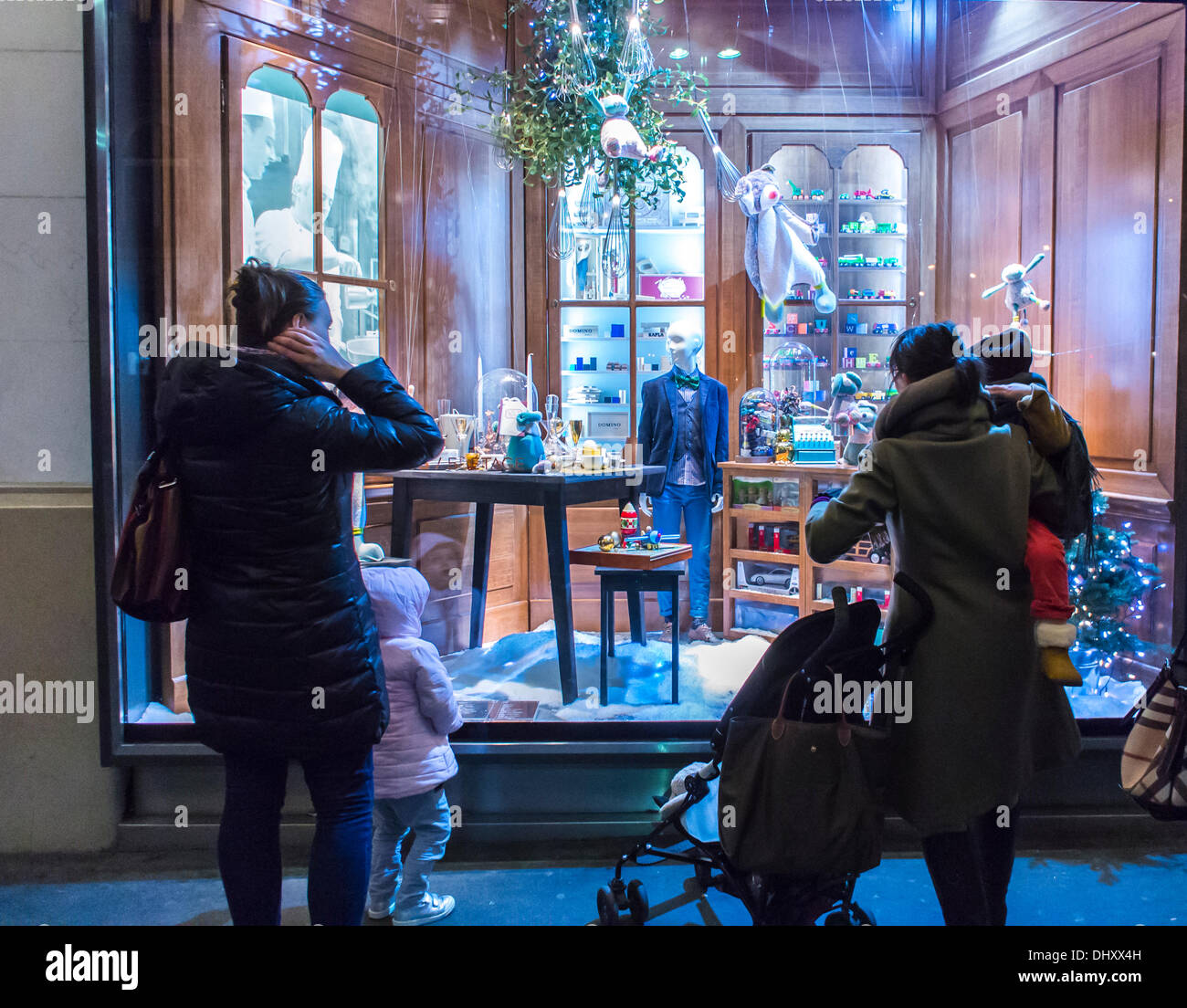 Paris, France, French Department Store, Family Window Shopping ...