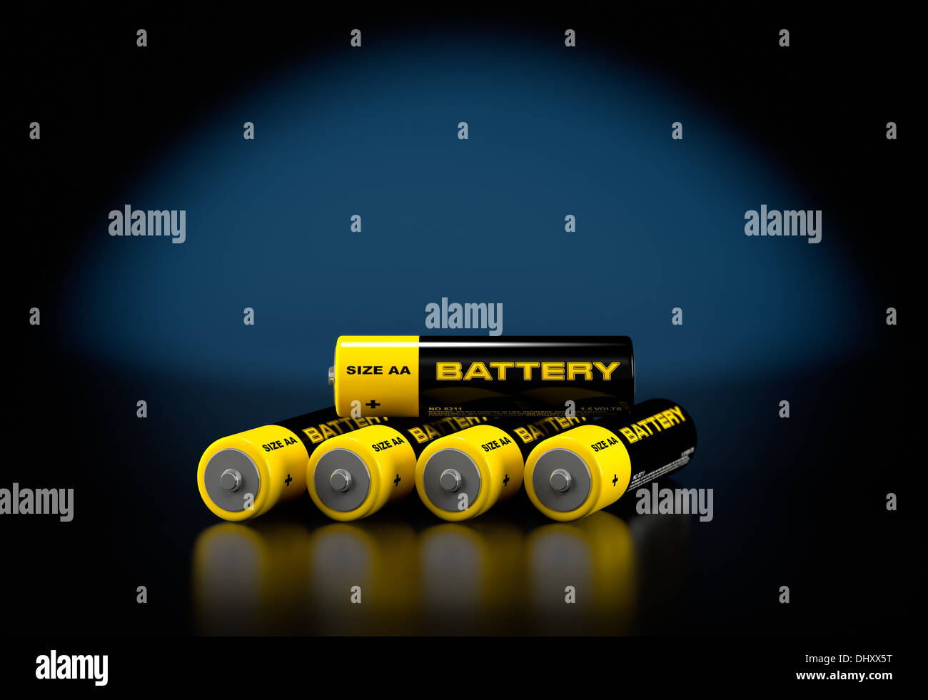 3D illustration of batteries, with text "battery Stock Photo - Alamy