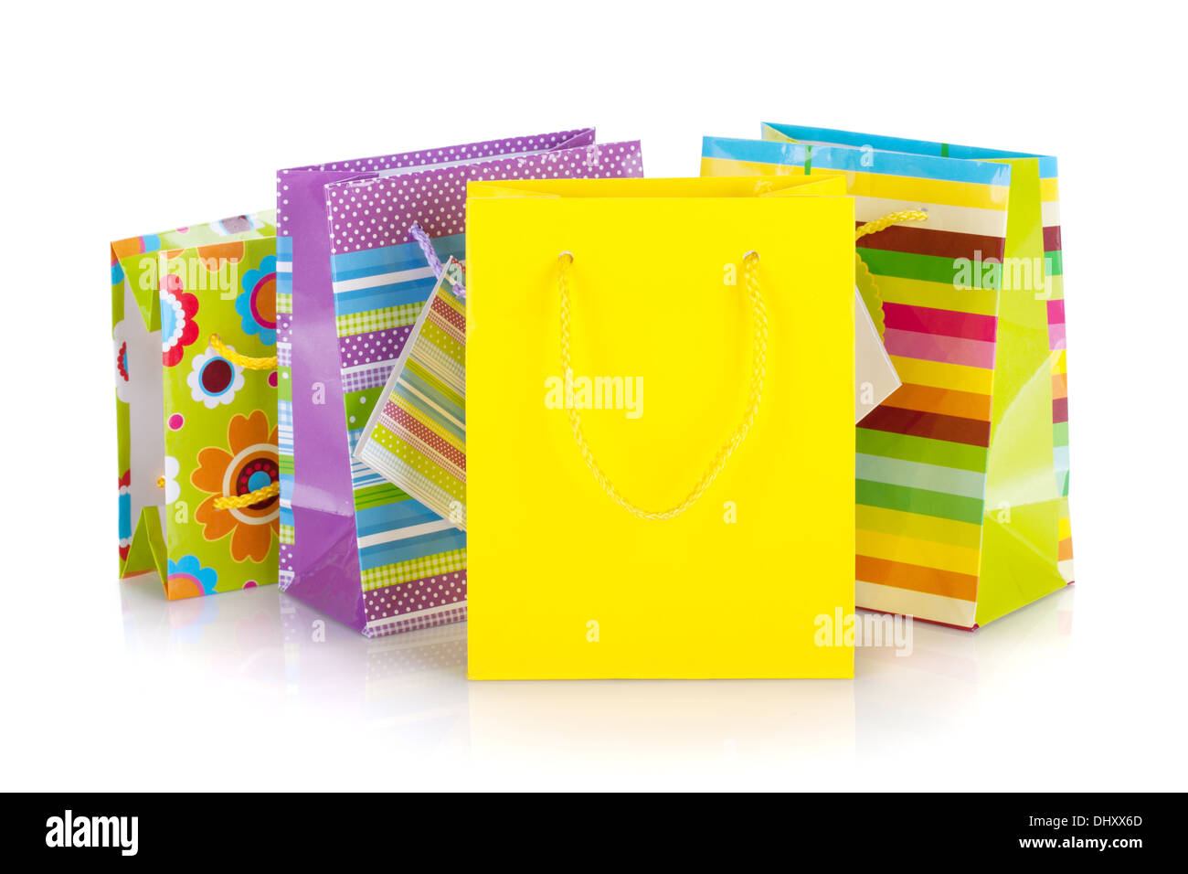 Colored gift bags. Isolated on white background Stock Photo - Alamy