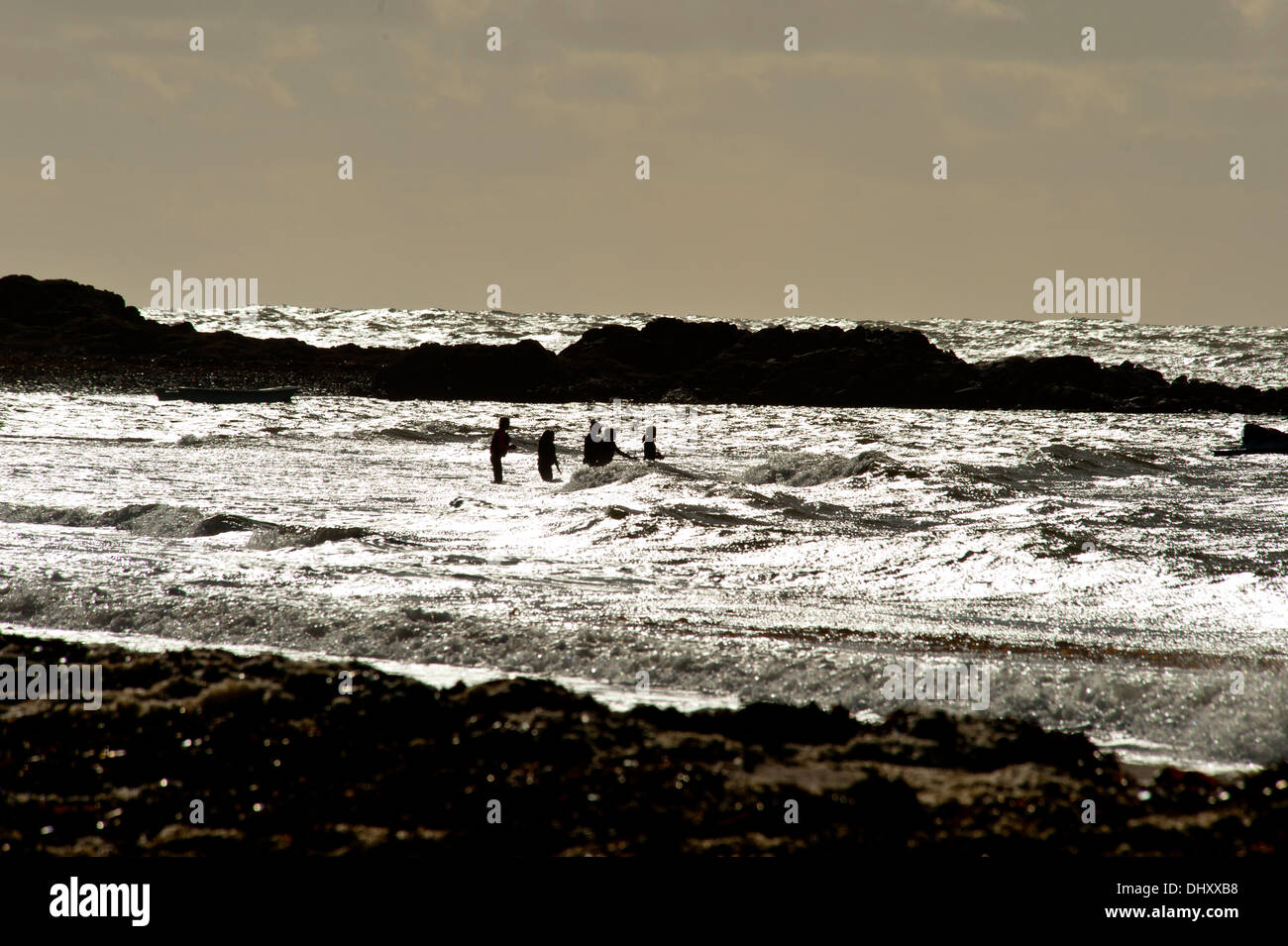 Surf at Rhosneigr Anglesey North Wales Uk St Jude storm Stock Photo - Alamy