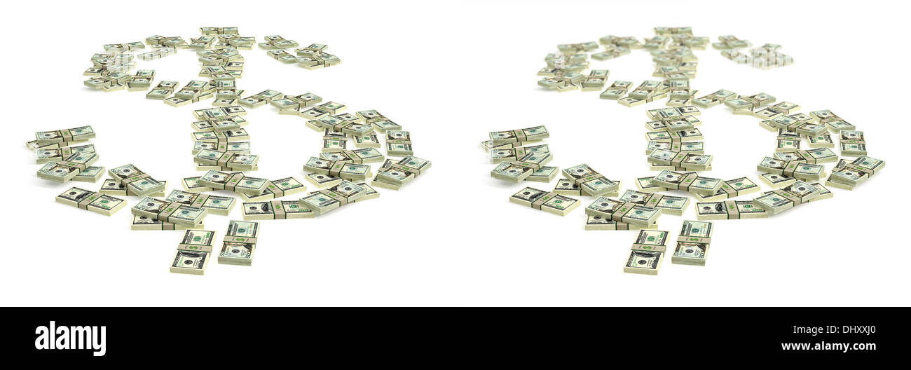 Dollar sign made from Dollar bills - with and without DOF effect Stock ...