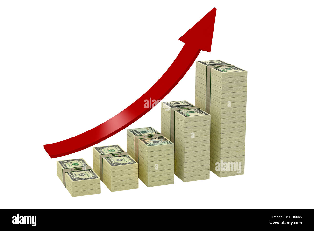 Bar graphs made from Dollar bills Stock Photo - Alamy