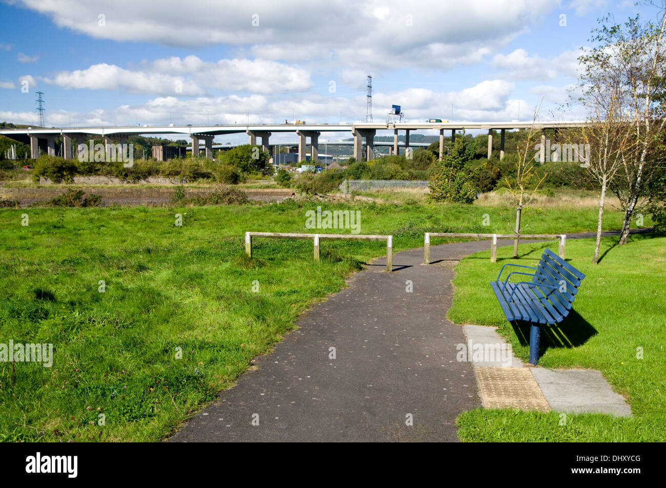 Wales Coast Path And Motorway bridge, Briton Ferry, Neath Port Talbot ...