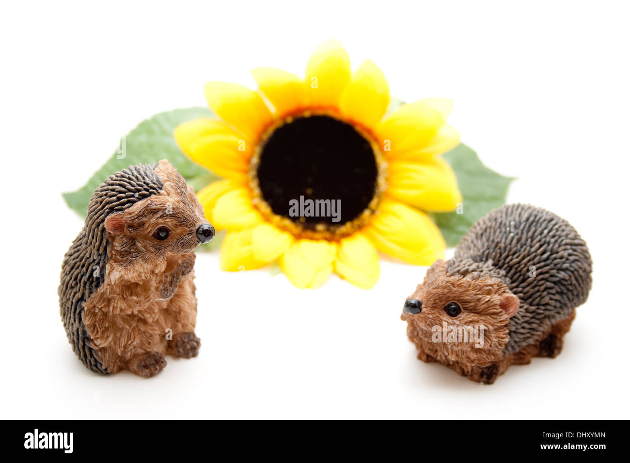 Hedgehog figure with sunflower Stock Photo - Alamy