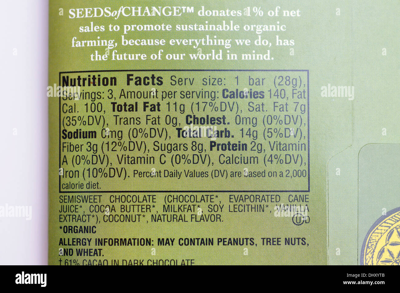 Ingredient list on white chocolate package Stock Photo - Alamy