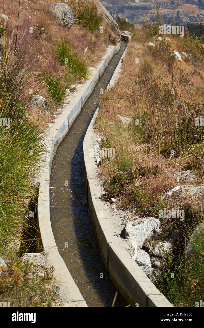 Irrigation channel in the Peruvian Mountains, Andes South America Stock ...