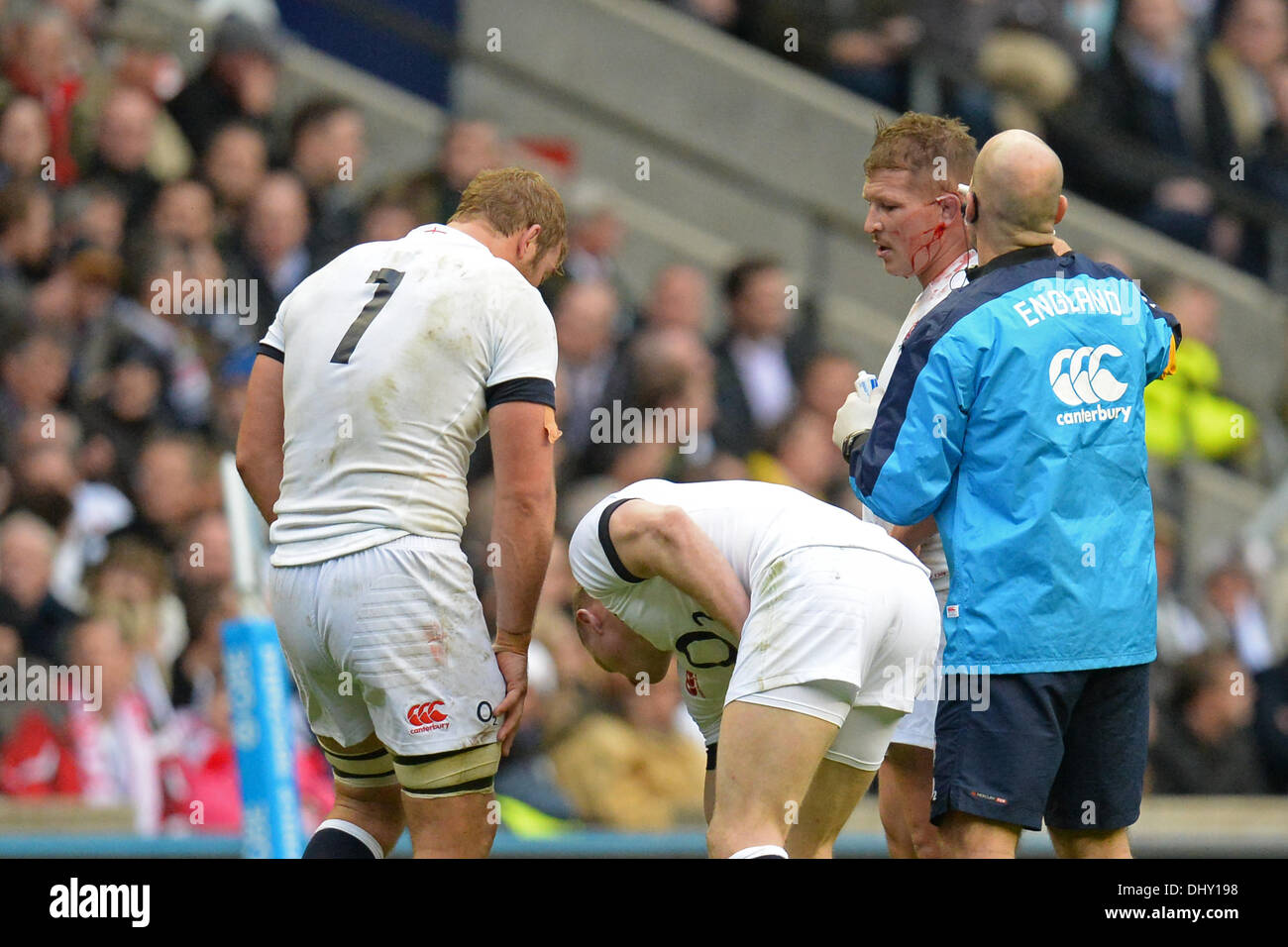 Twickenham, UK. 16th Nov, 2013. England's Chris Ashton, receives ...