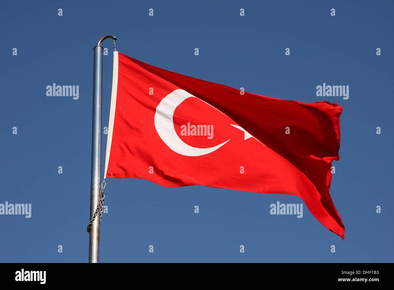 Turkish flag on pole hi-res stock photography and images - Alamy