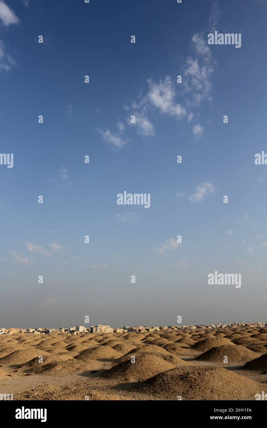 UNESO Heritage World Site Dilmun era burial mounds, blue sky and clouds ...