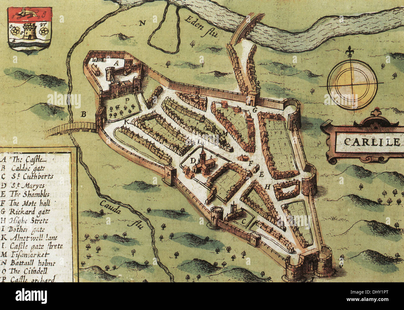Old map of Carlile by John Speed, 1611 Stock Photo - Alamy