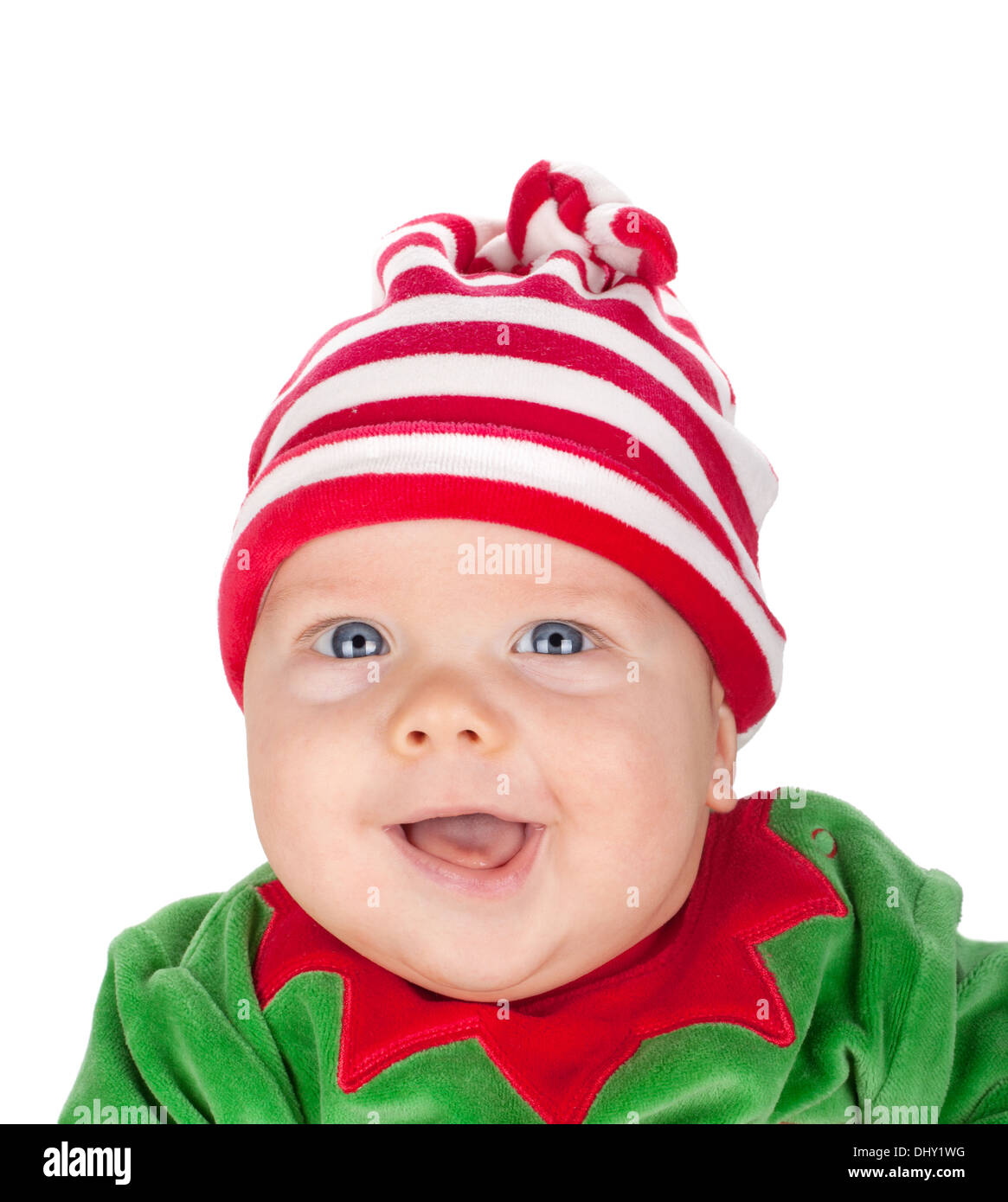 Newborn baby santa. Closeup on white background Stock Photo - Alamy
