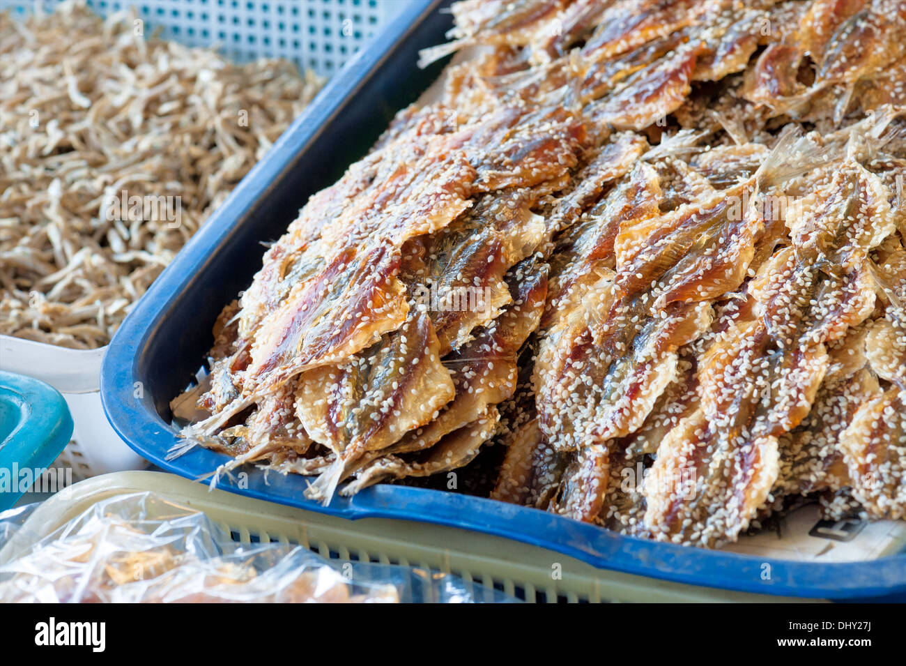 Salted Fish in basket Stock Photo - Alamy