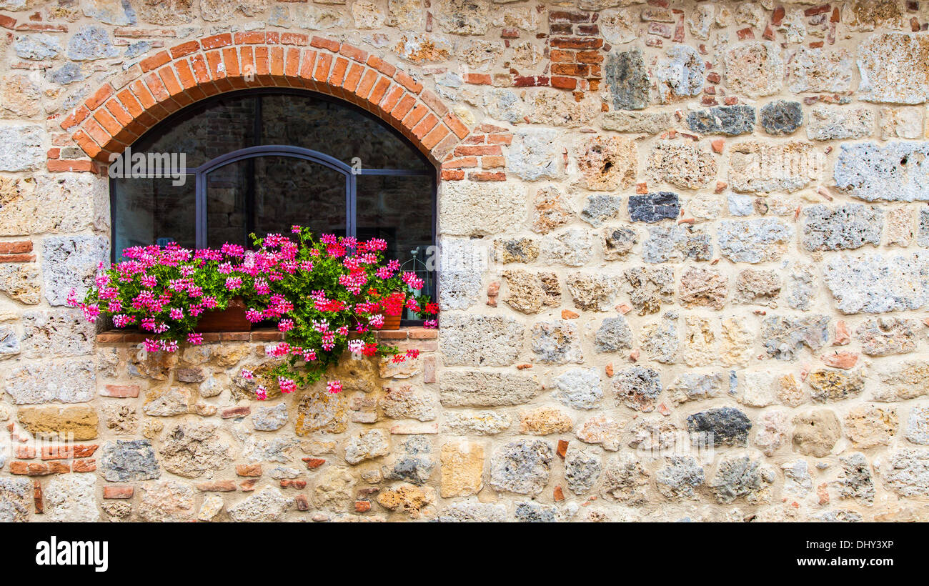 Old window with flowers hi-res stock photography and images - Alamy
