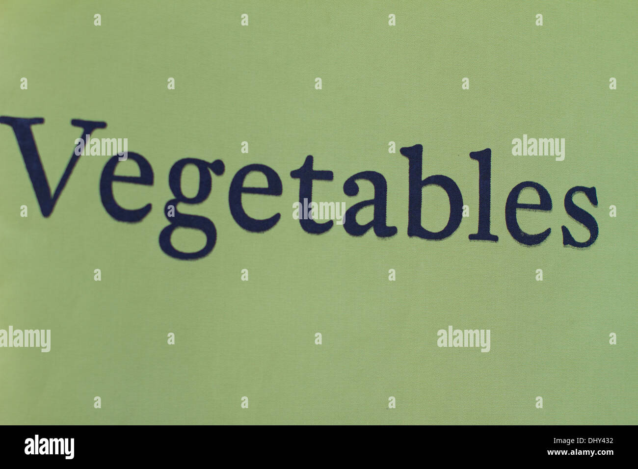 The word Vegetables printed on green Canvas Stock Photo - Alamy