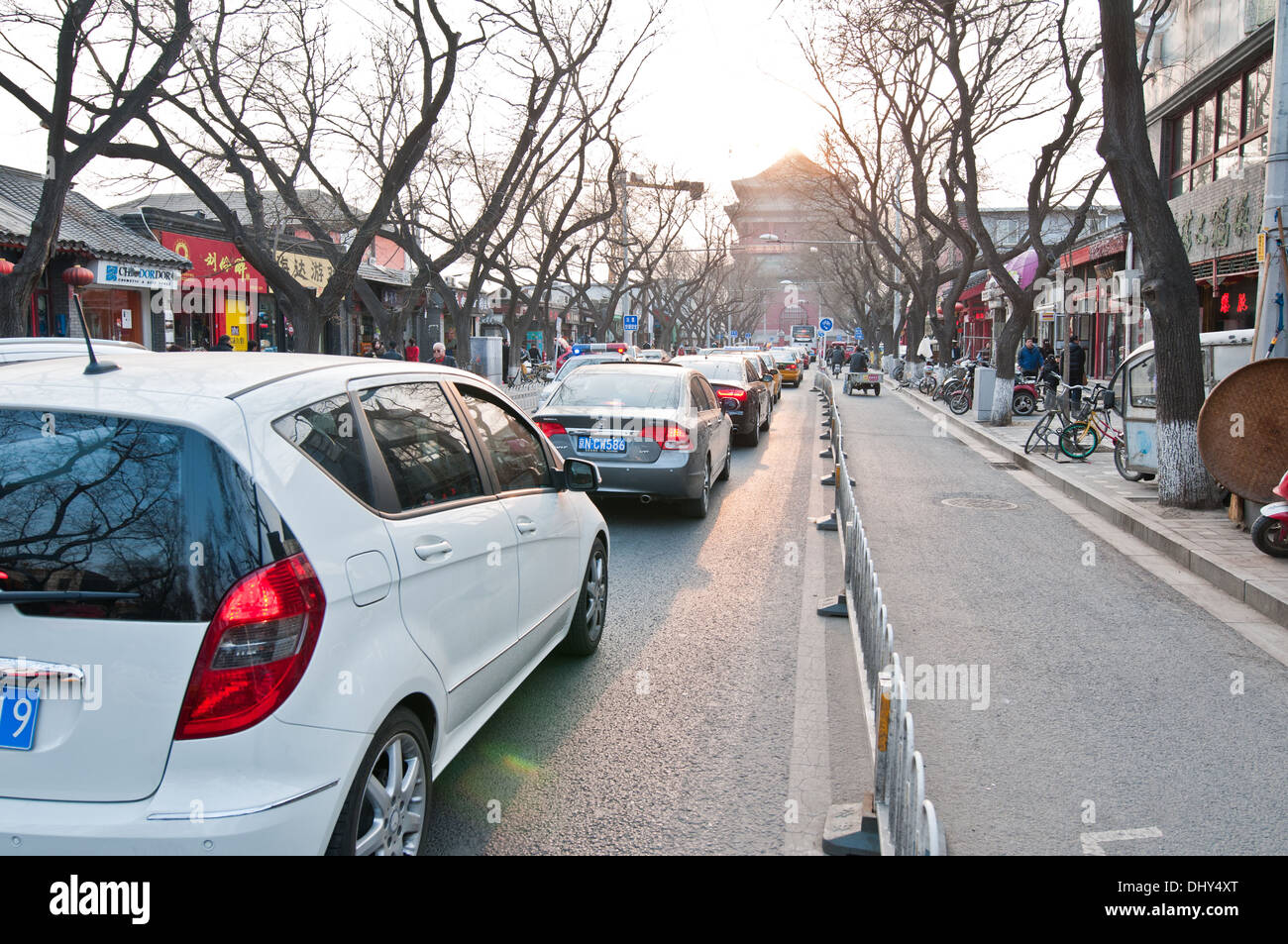 Famous Gulou East Street in Beijing, China. Gulou - the Drum Tower - on ...