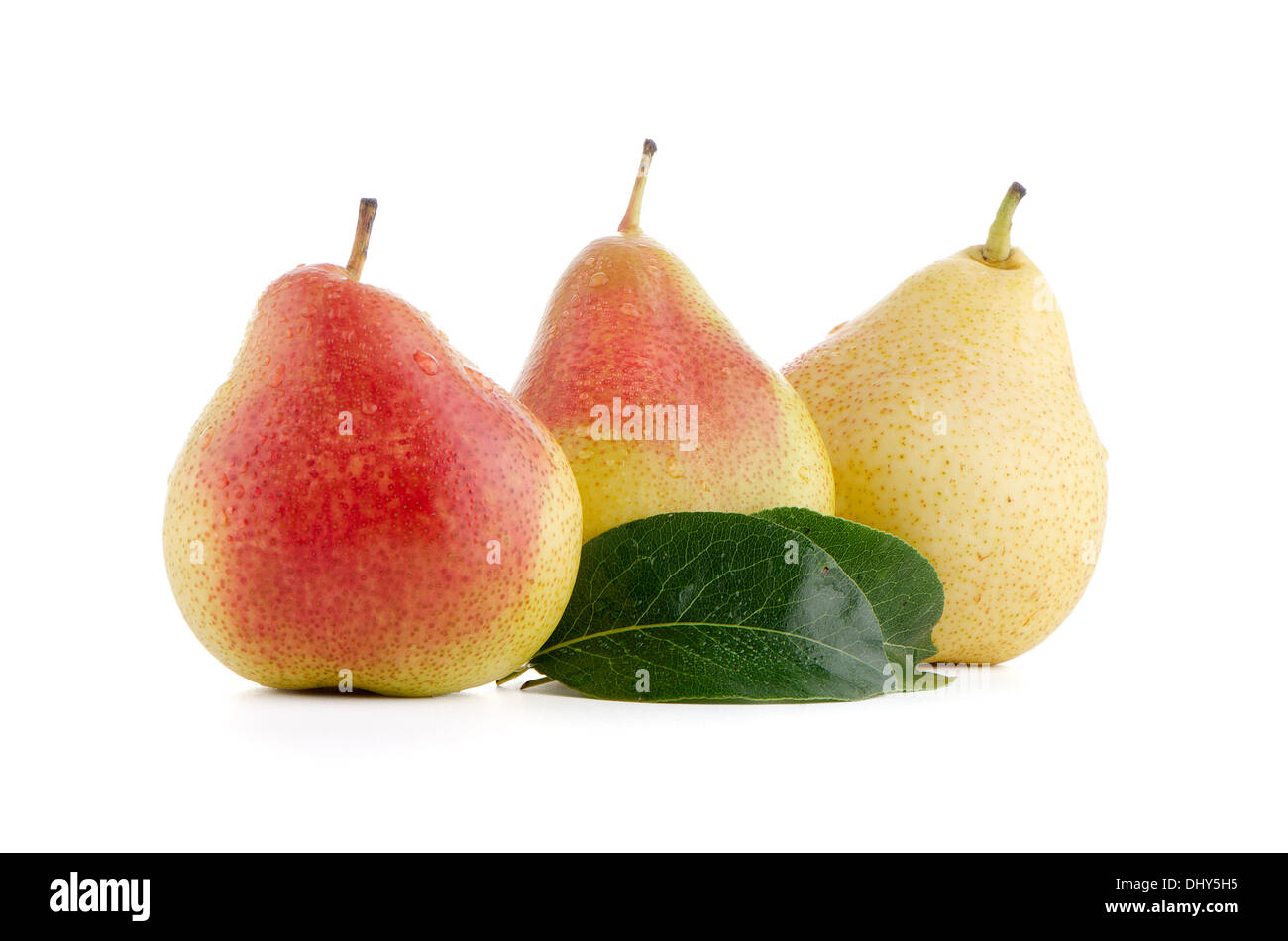 Three ripe pears isolated on white background Stock Photo - Alamy