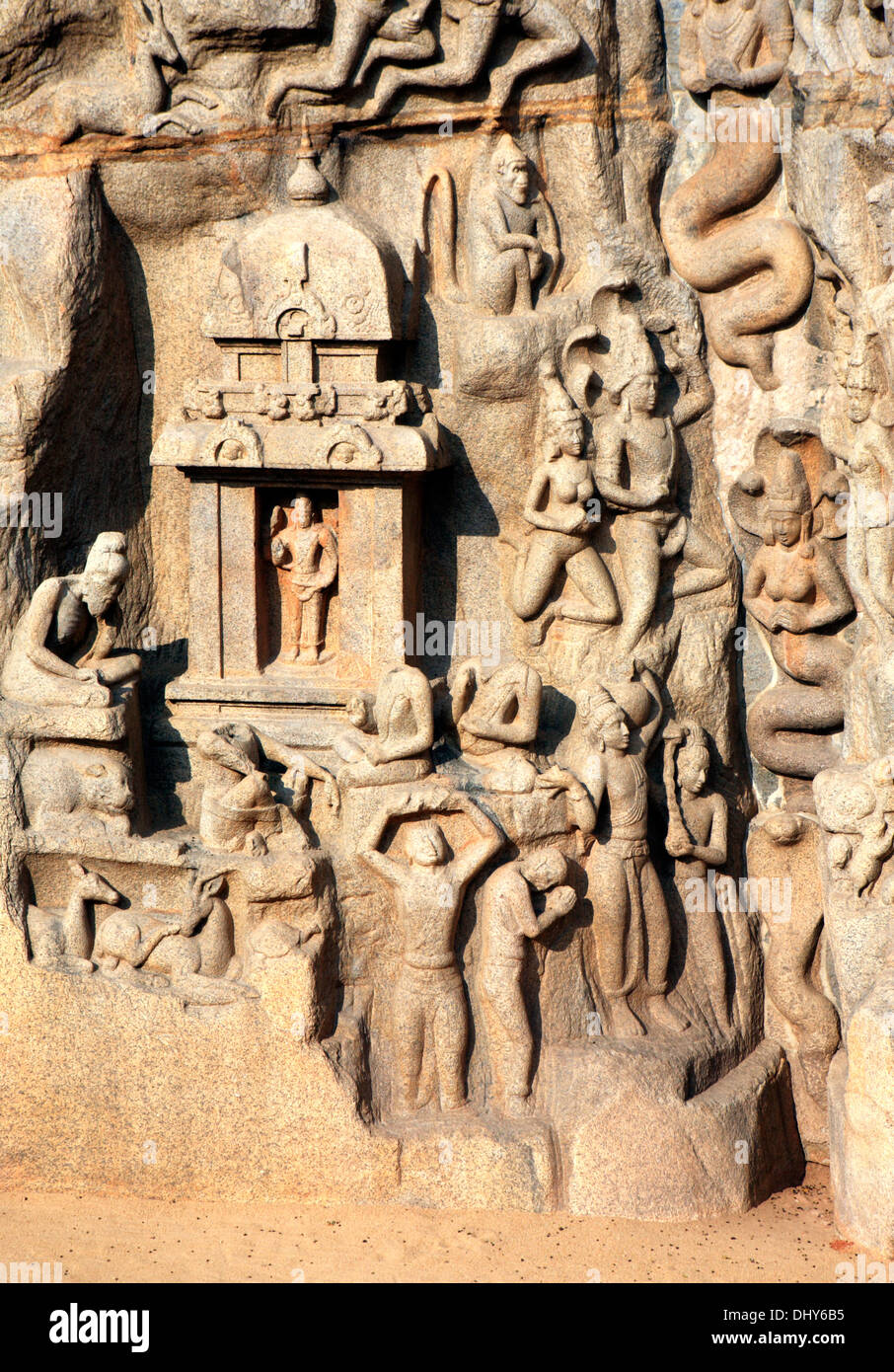 Pancha Rathas, cave temple (7th century), Mahabalipuram, Tamil Nadu ...
