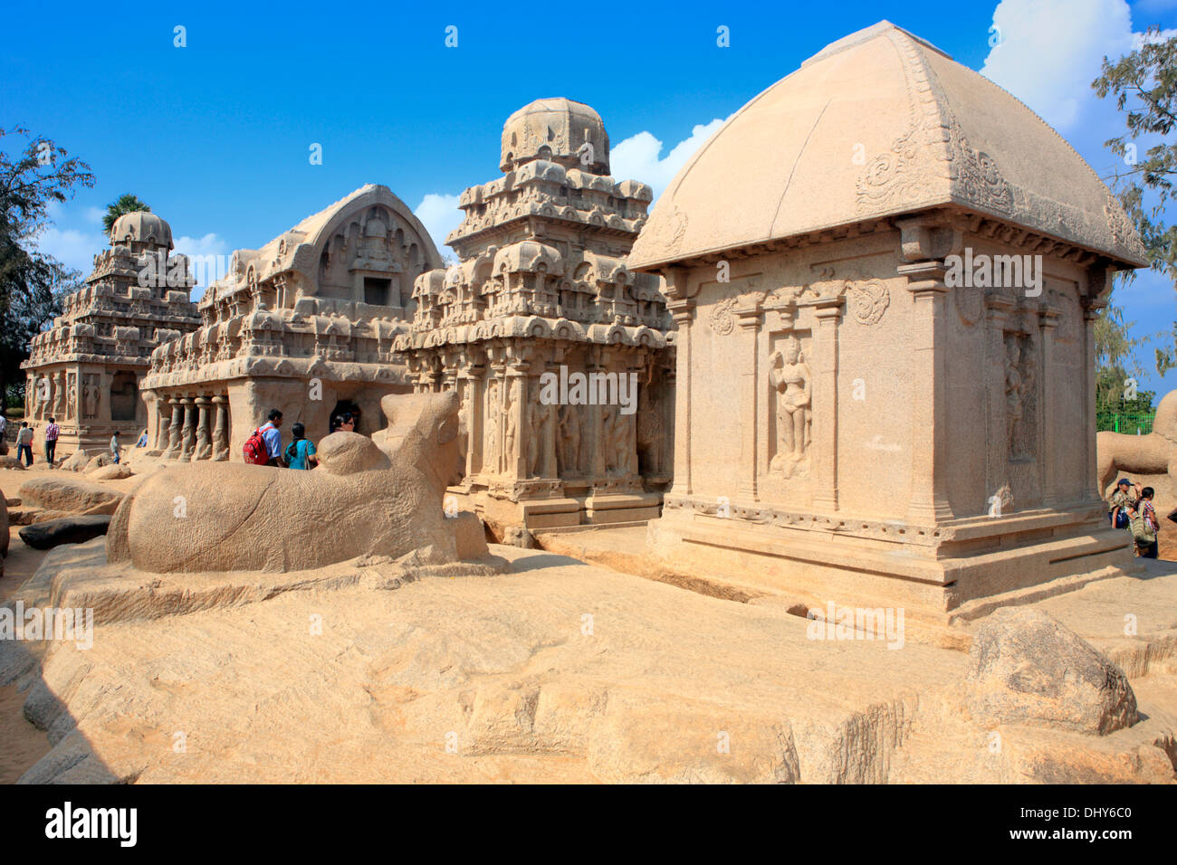 Pancha Rathas, cave temple (7th century), Mahabalipuram, Tamil Nadu ...