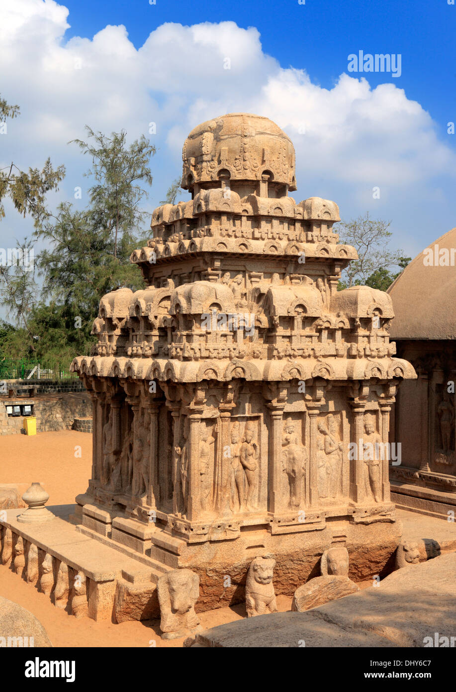 Pancha Rathas, cave temple (7th century), Mahabalipuram, Tamil Nadu ...