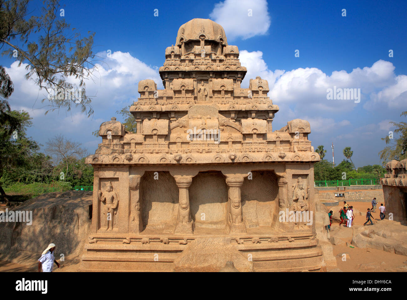 Pancha Rathas, cave temple (7th century), Mahabalipuram, Tamil Nadu ...