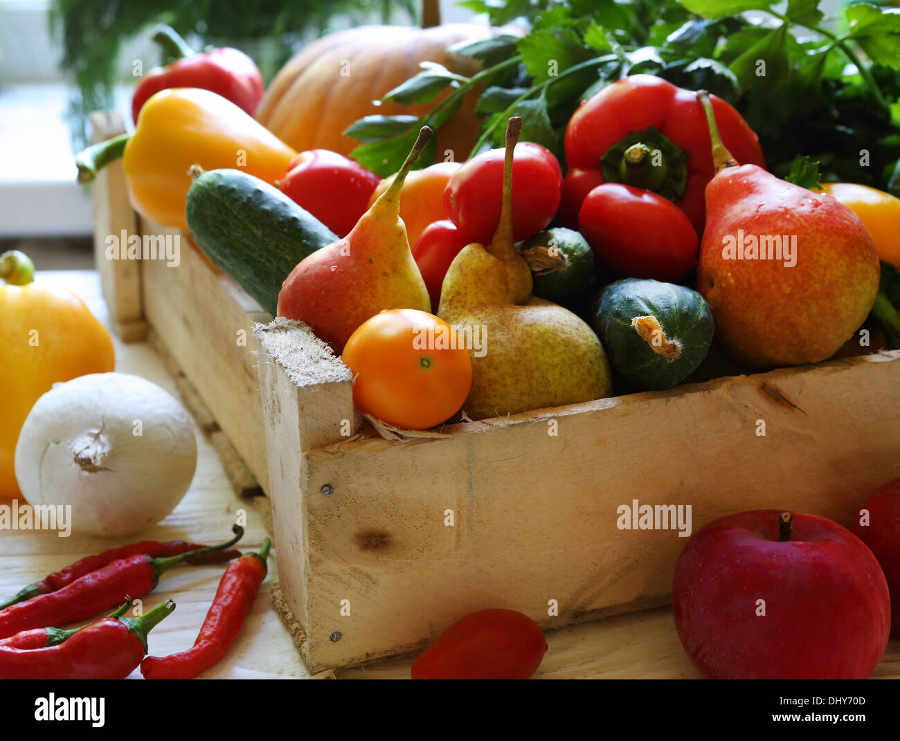 vegetable crops in the drawer, food closeup Stock Photo - Alamy