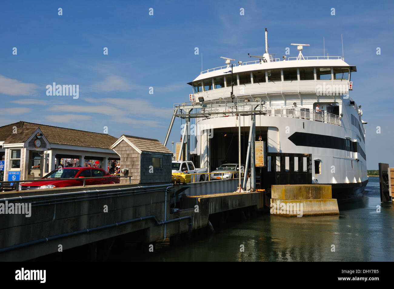 Ferry arriving at Edgartown, Martha's Vineyard, Massachusetts, USA ...