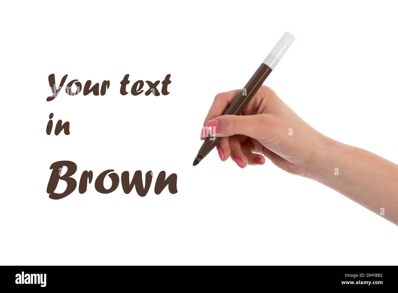 Hand writing with brown pencil isolated on white background Stock Photo ...