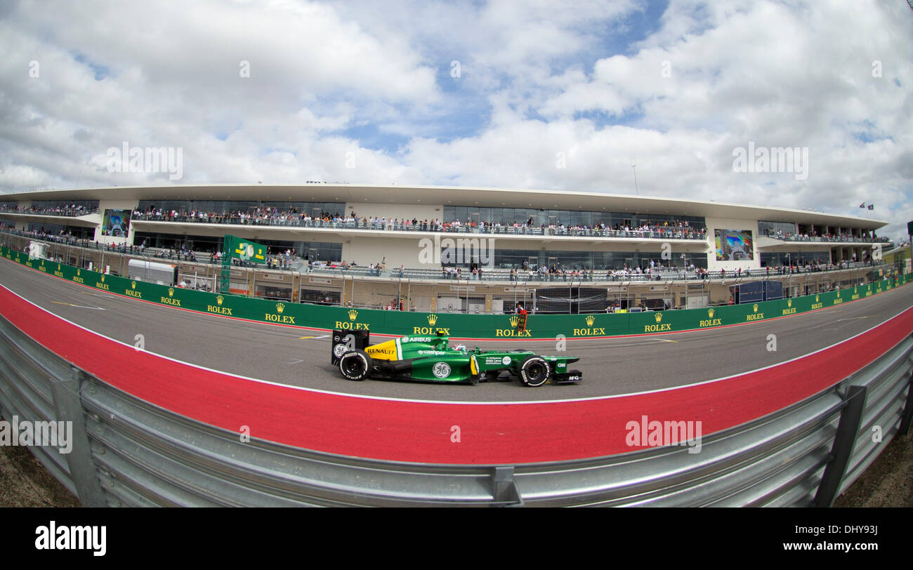 F1 race car driver Charles Pic of Catherham F1 flies down the main ...