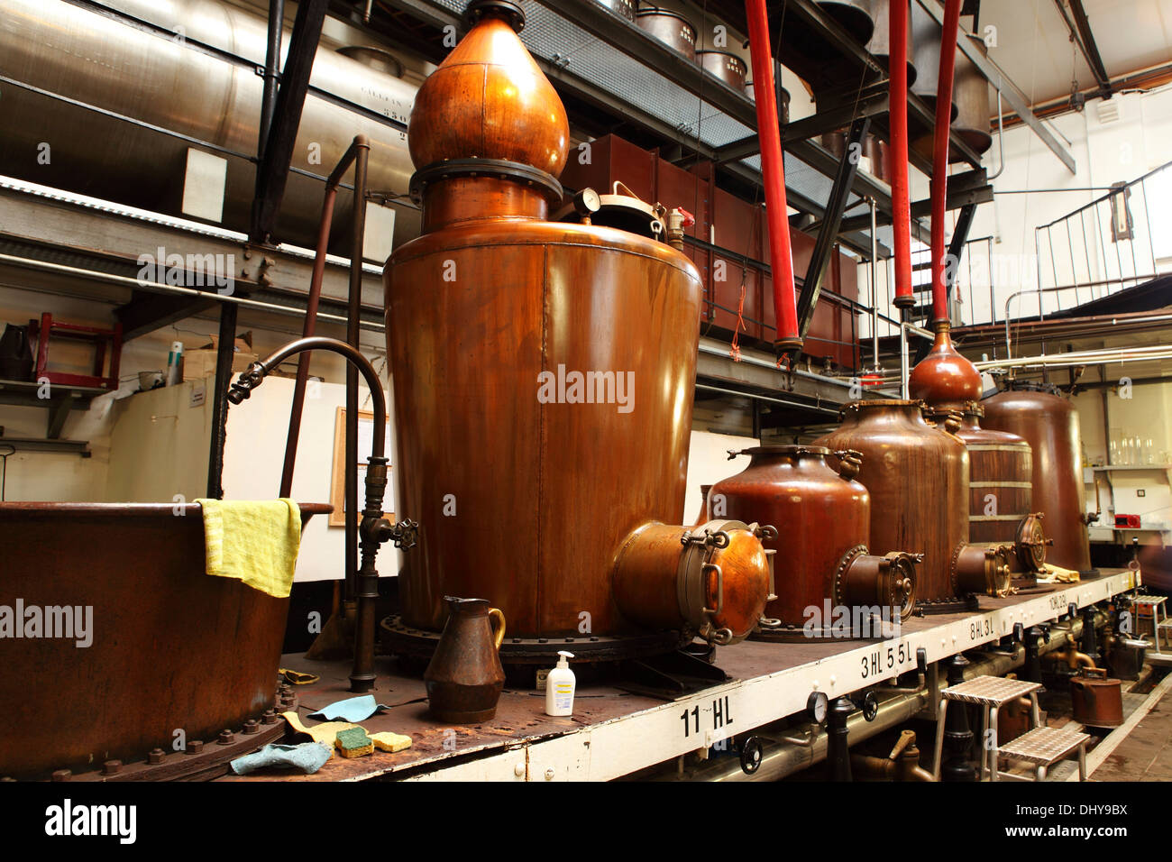 Copper distillation tanks for the production of Elixir D'Anvers in ...