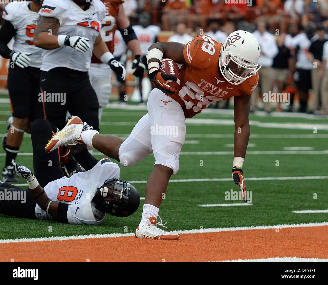 Austin, Texas. Nov 16, 2013 Halftime. Nick Jordan #28 of the Texas ...