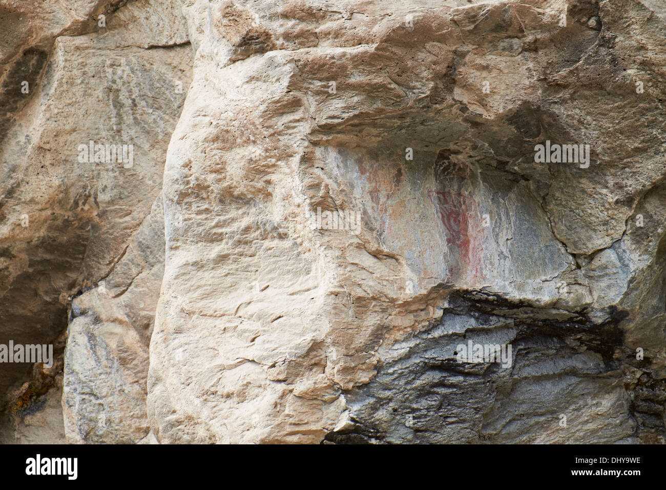 Cave paintings in the Pumapampa valley, high up in the Peruvian Andes ...