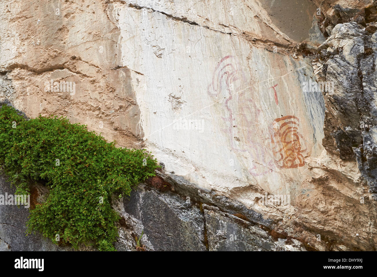 Cave paintings in the Pumapampa valley, high up in the Peruvian Andes ...