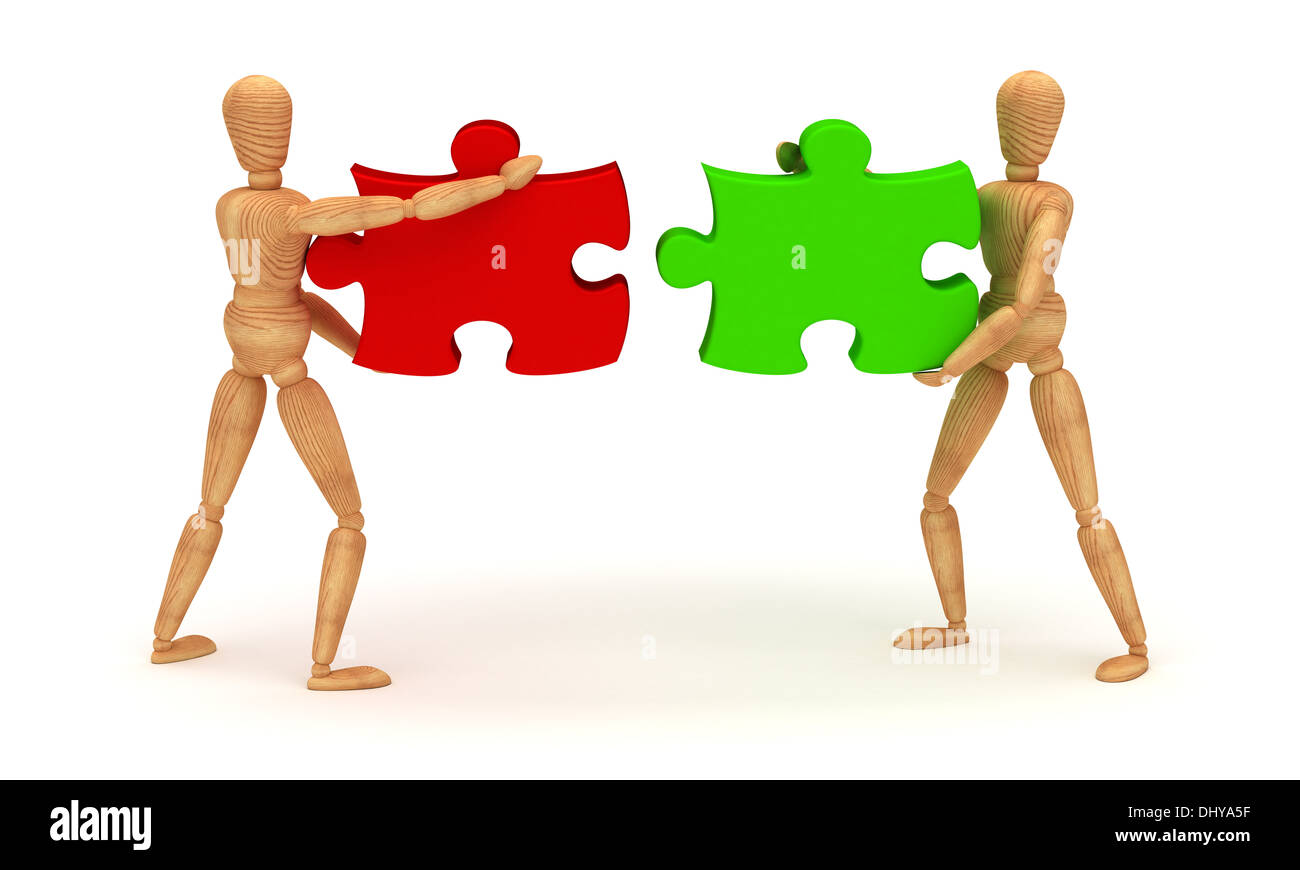 3d human puzzle red business white success teamwork Cut Out Stock ...