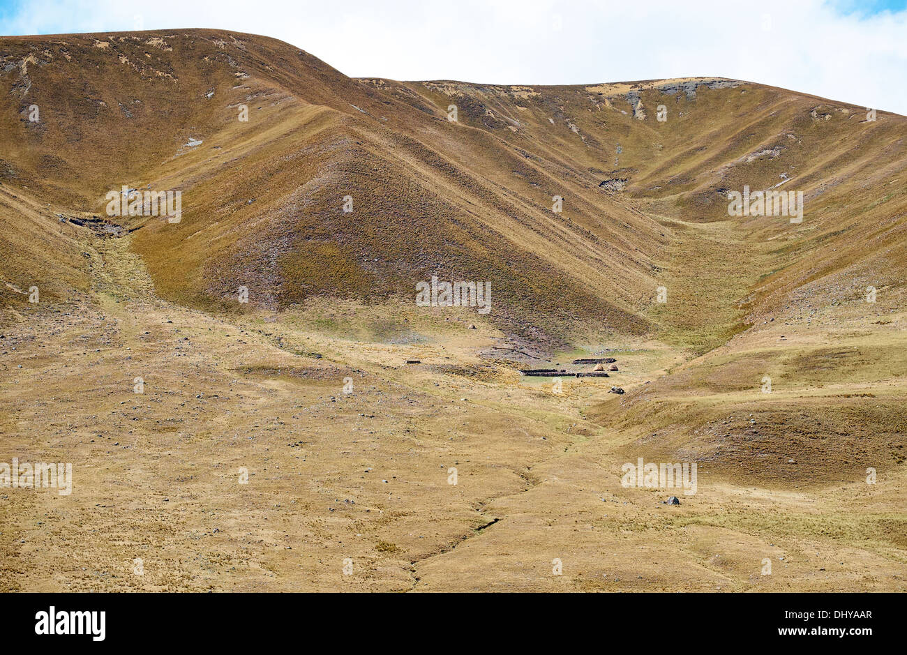 Farming settlement high up in the Peruvian Andes, South America Stock ...