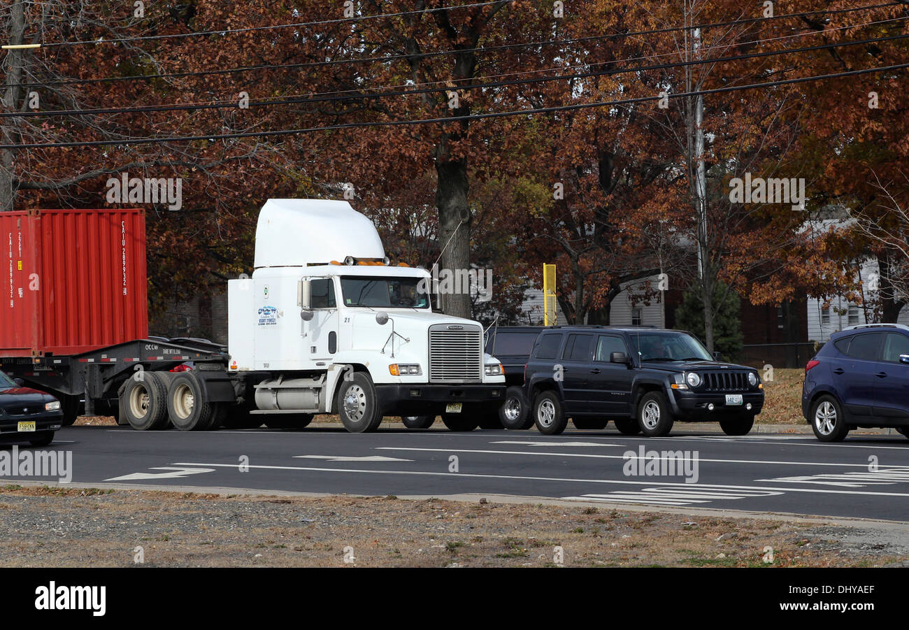 Road traffic lorry semi tractor trail cars and suv Stock Photo - Alamy