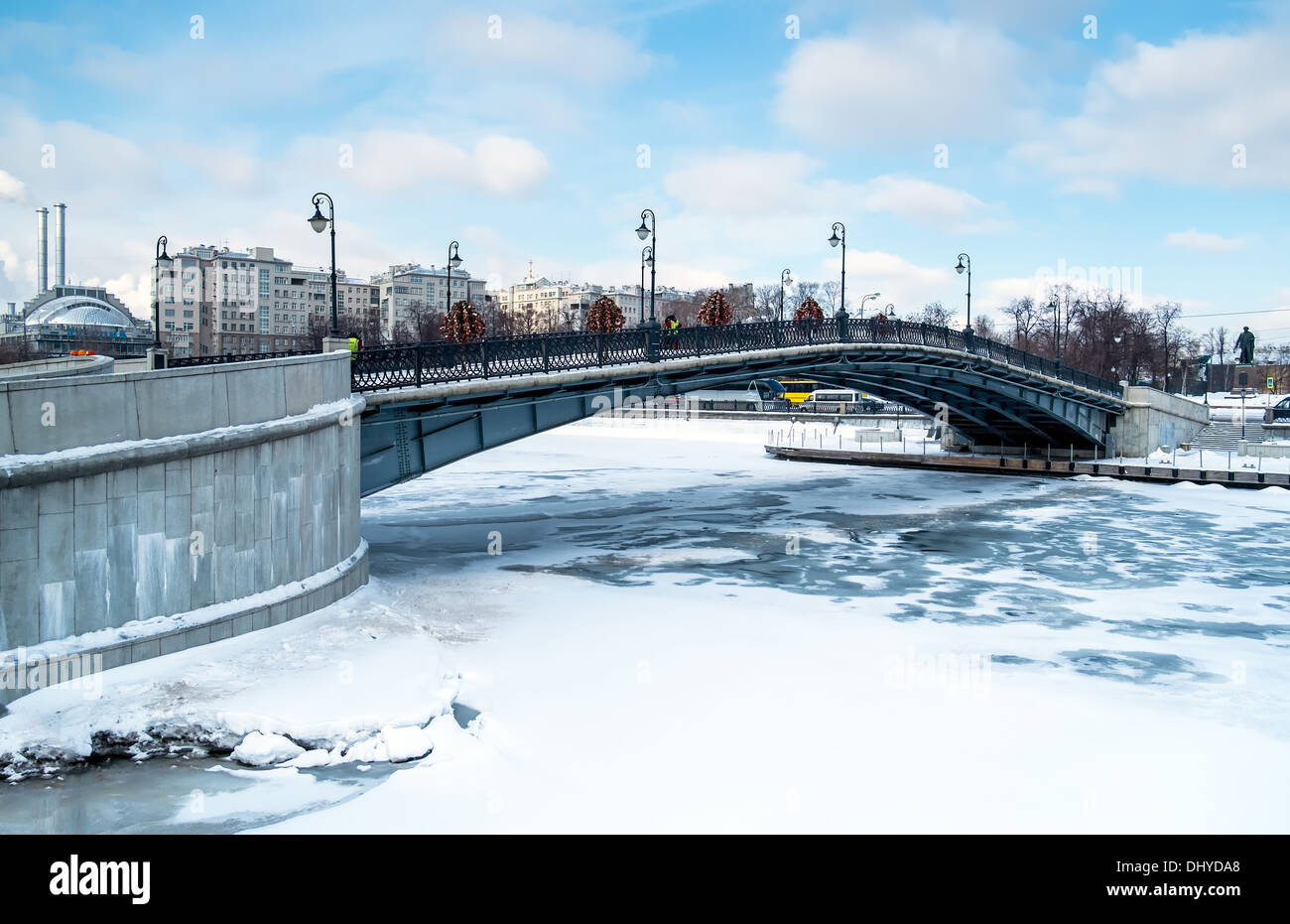 View of one of the many bridges crossing the Moskva River in Moscow ...