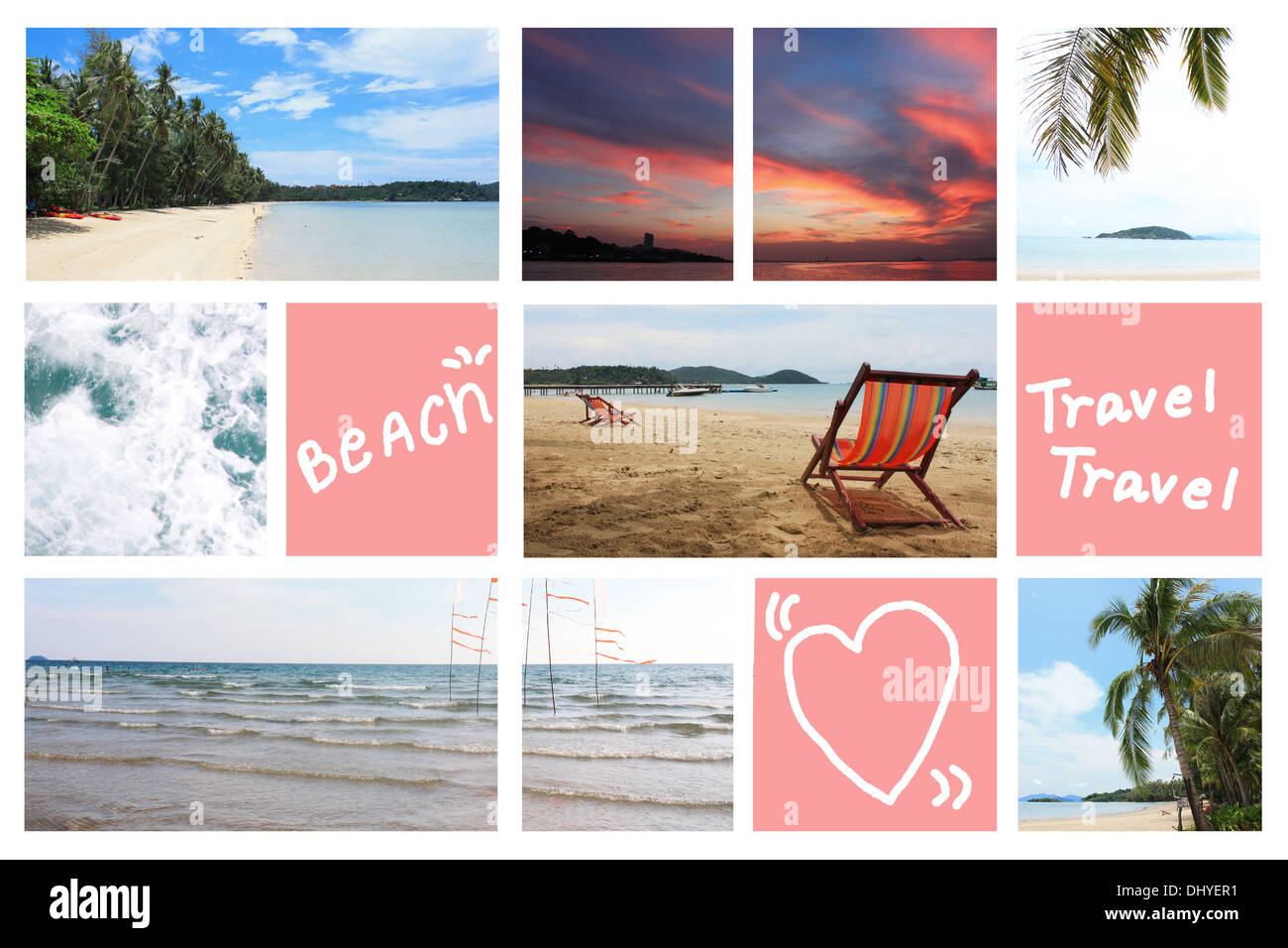 Mix Picture sea and Beach in frame of background Stock Photo - Alamy