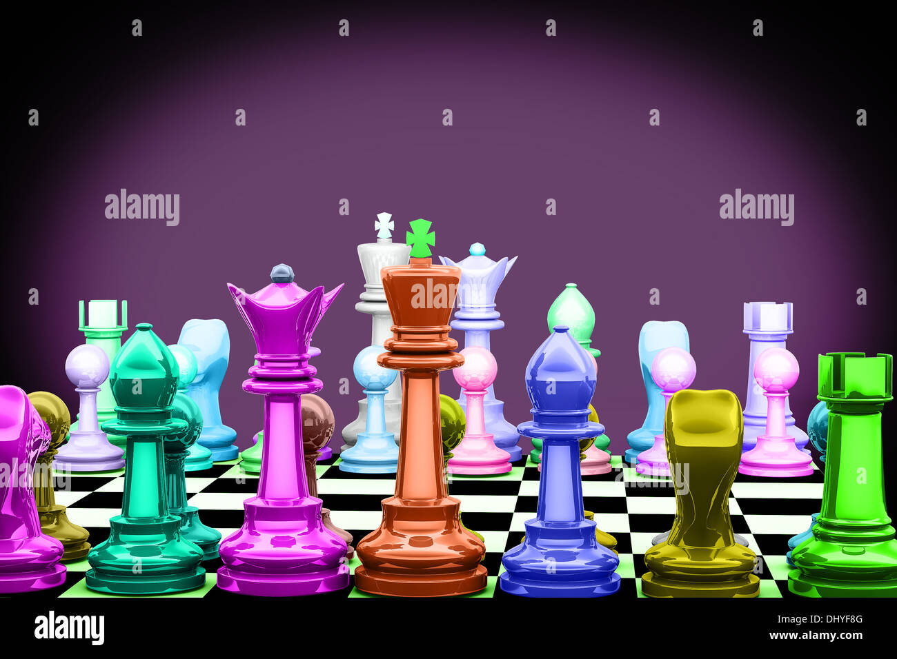 Colorful Chess Figures Stock Photo - Alamy