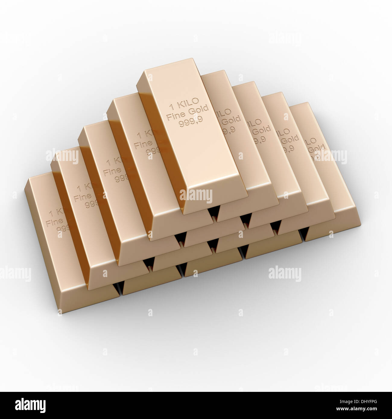 Gold Bars Pyramid isolated Stock Photo - Alamy