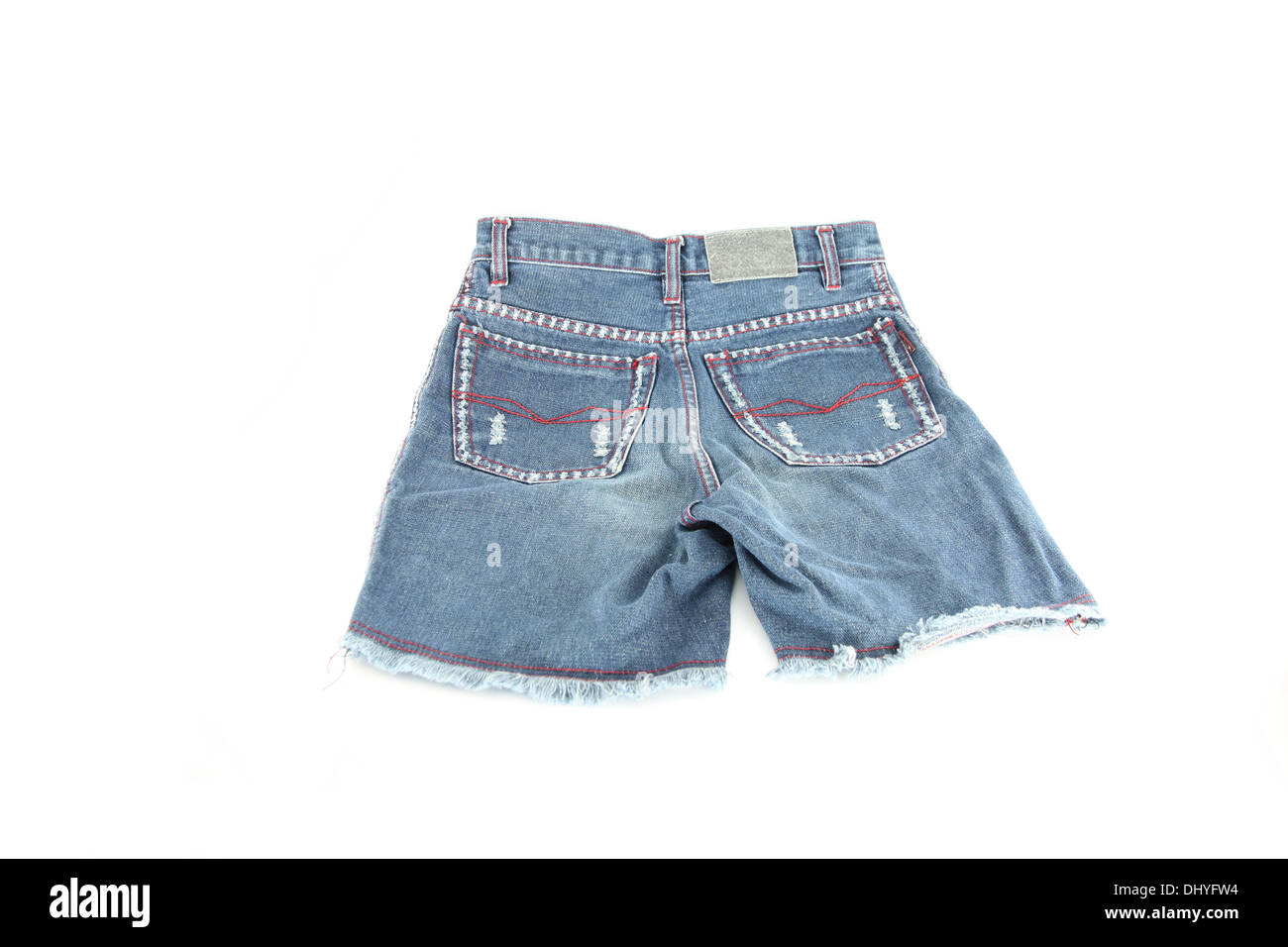 closeup back of The Jeans shorts on white background Stock Photo - Alamy